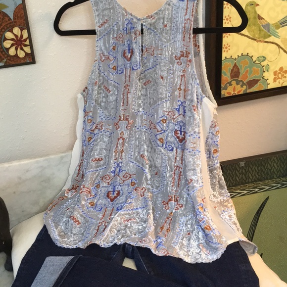 Anthropologie | Tops | Metallic Silver Soft Velvet Hd In Paris Anthro ...